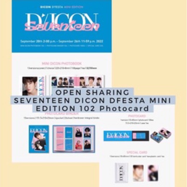 Jual SEVENTEEN DICON DFESTA MINI BOOK 102 PHOTOCARD sharg wonwoo mingyu | Shopee Indonesia