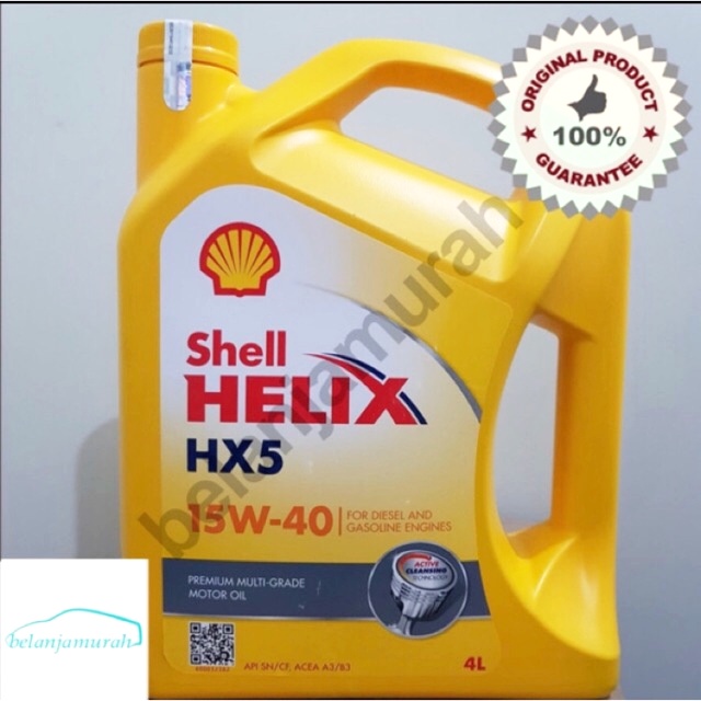 Jual Oli Shell Helix HX5 SAE 15w-40 Galon / 4 Liter 100% ASLI | Shopee ...