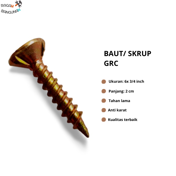 Jual Baut Sekrup Grc Kalsiboard Kuning per Pcs | Shopee Indonesia