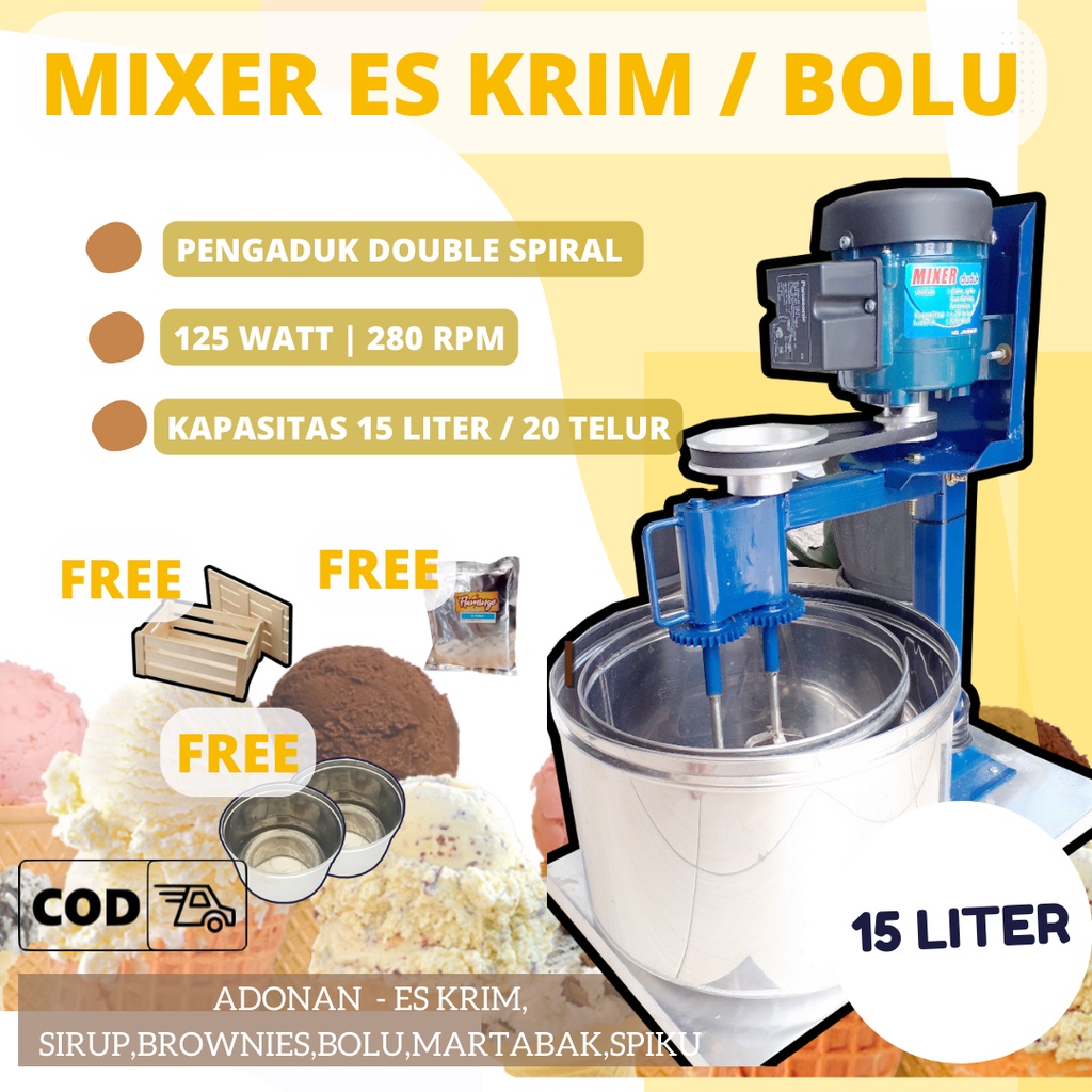 Jual MESIN PENGADUK ES CREAM / MIKSER ROTI 20 LITER / MIXER ADONAN KUE ...