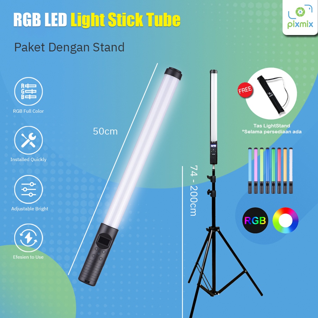 Jual Lampu Studio Foto Video Profesional RGB Portable LED Light Stick ...