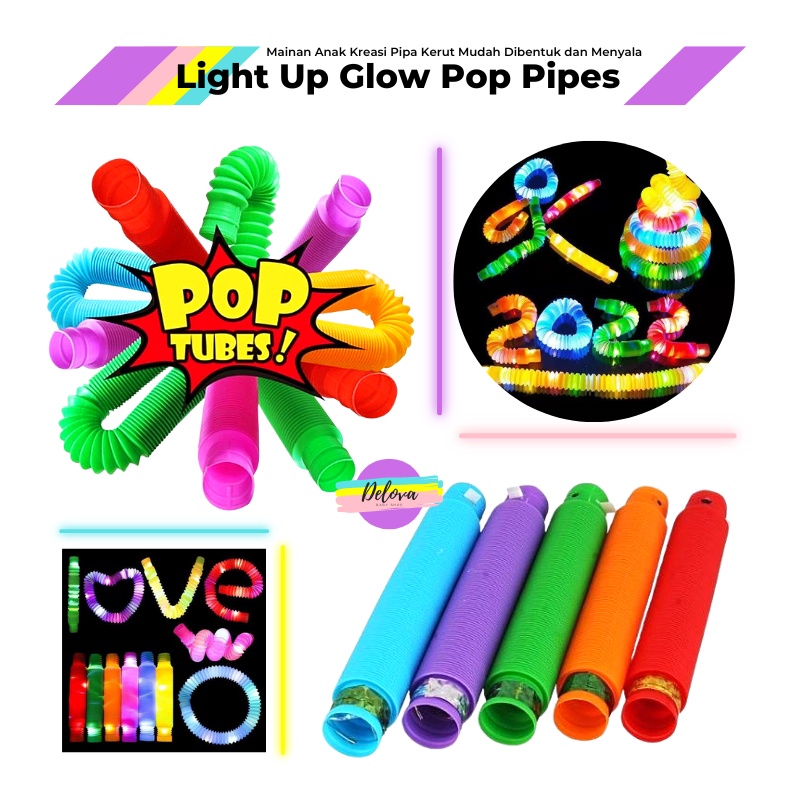 Jual Light Up Pop Pipes Tube Mainan Edukasi Puzzle Anak Pipa Stik ...