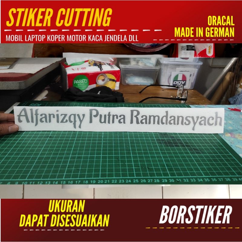 Jual STIKER NAMA | STICKER CUTTING BAHAN ORACAL CUSTOM LOGO | Shopee ...