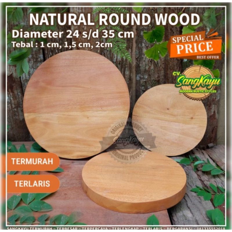 Jual Round wood talenan kayu bulat 25 cm tatakan nampan kayu bulat ...