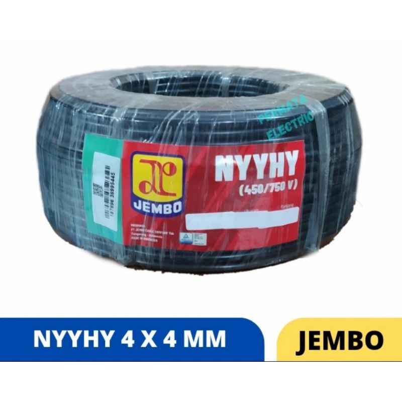 Jual Kabel Jembo Original NYYHY 4x4mm 4x4 mm Full Tembaga 50 Meter 1 Roll 50M Warna Hitam ...