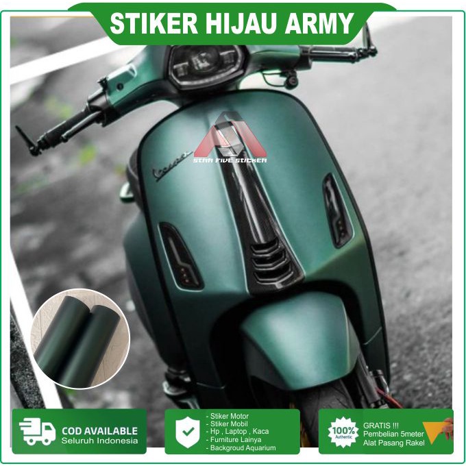 Jual Skotlet Motor Metalik Doff Hijau Army Sticker Scotlite Motor Warna Hijau Army Stiker ...