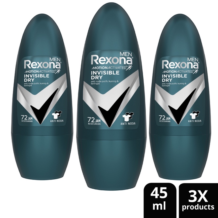 Jual Rexona Men Deodorant Pria Roll On Antiperspirant Invisible Dry 45ml Multi Pack | Shopee ...
