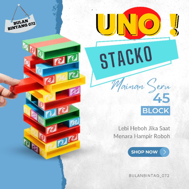 Jual UNO STAKCO Permainan Mainan Balok Uno Stacko Family Game Games ...