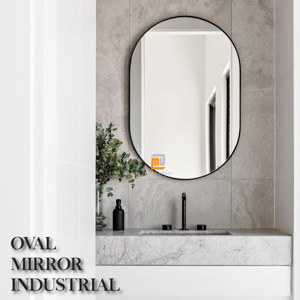 Jual Cermin 60x80 cm Cermin Oval Besi Industrial Mirror Cermin wastafel ...