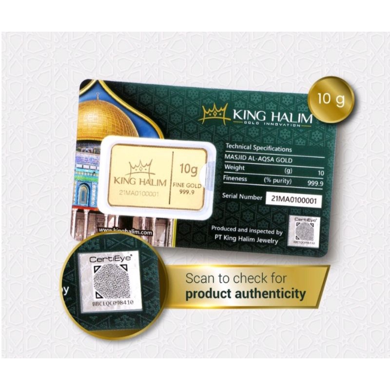 Jual LOGAM MULIA EMAS KING HALIM 10GR-MASJIDIL AQSA | Shopee Indonesia