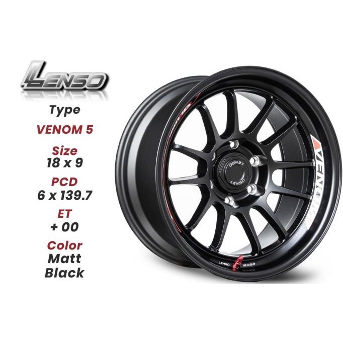 Jual Promo Velg Lenso Venom 5 R18 Original Matte Black Et 0 | Shopee Indonesia