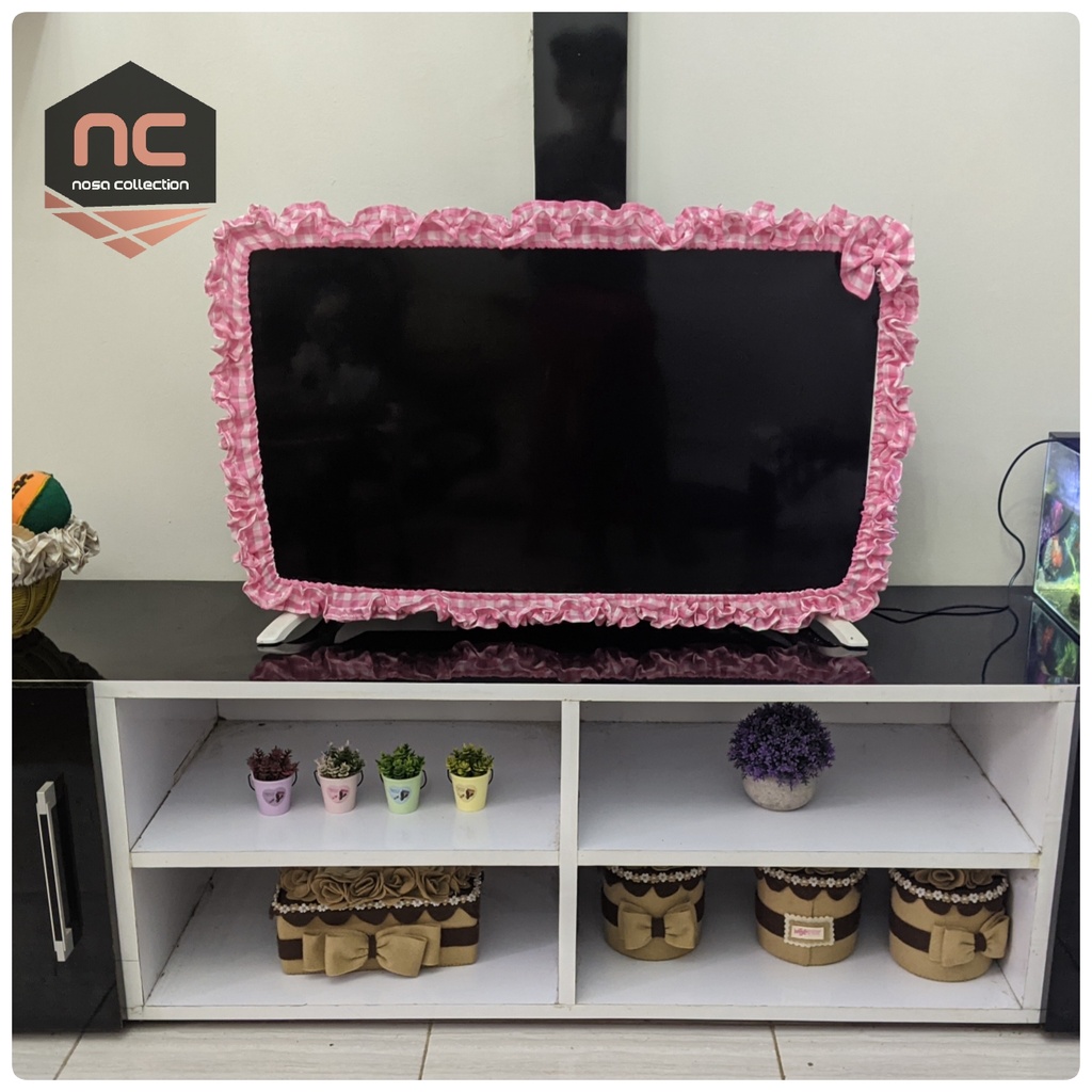Jual COVER Televisi / BANDO TV RUFFLE Motif Kotak Gingham Estetik ...