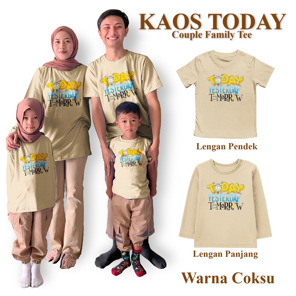 Jual Kaos Atasan Couple Family Motif Today Yesterday Tomorrow Lengan ...