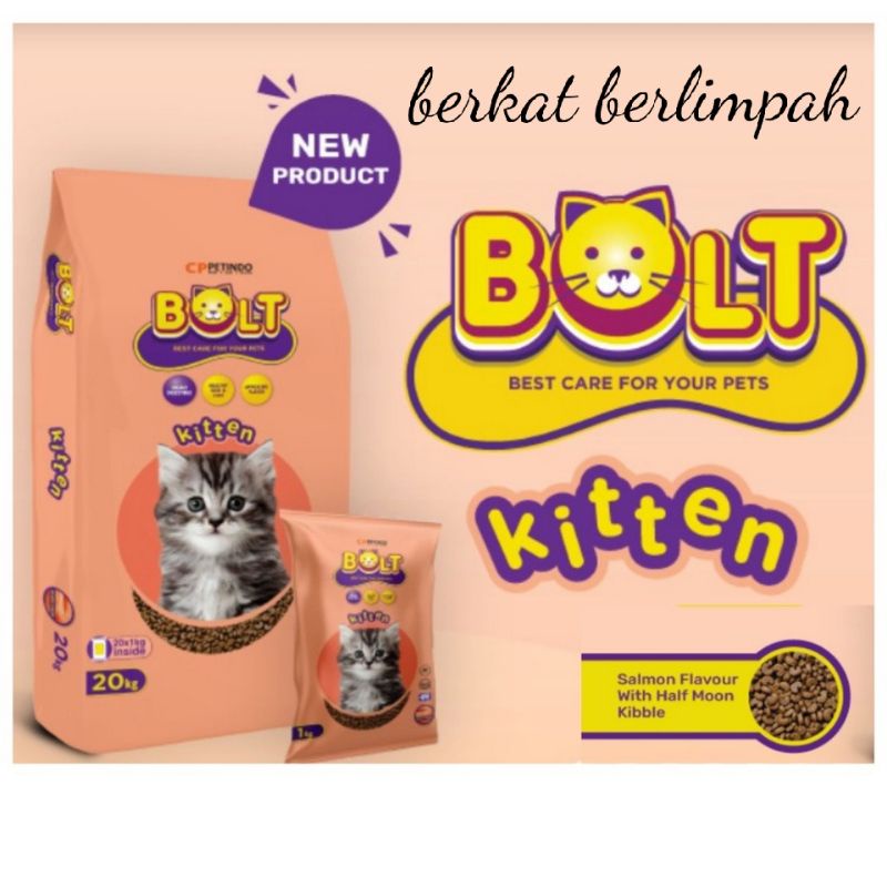Jual Makanan Pakan Kucing Kering BOLT KITTEN Kemasan 1 KG / Makanan ...