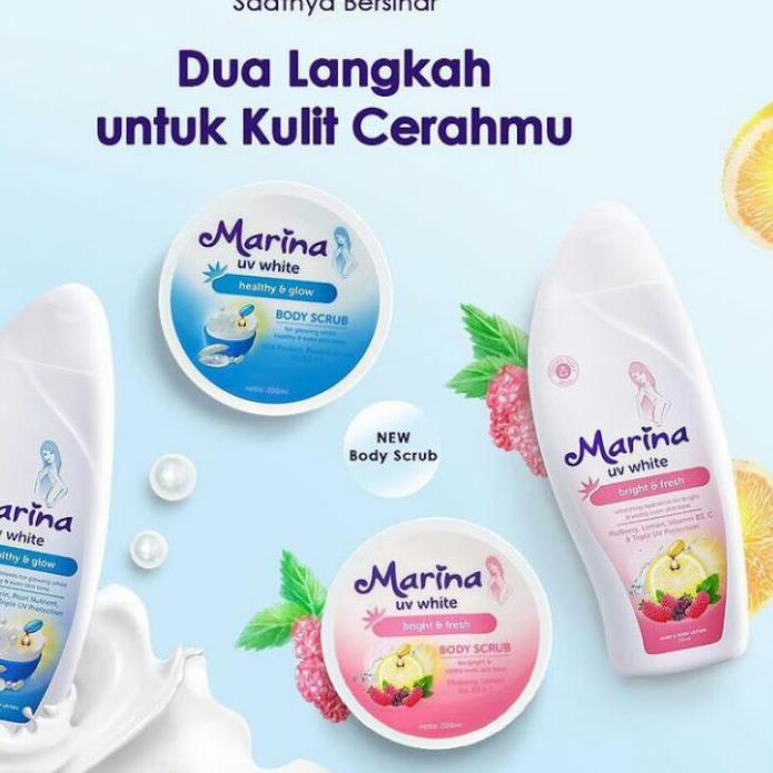 Jual Paket Body Care Marina Lulur Body Scrub 200 ml dan Lotion 460 ml ...