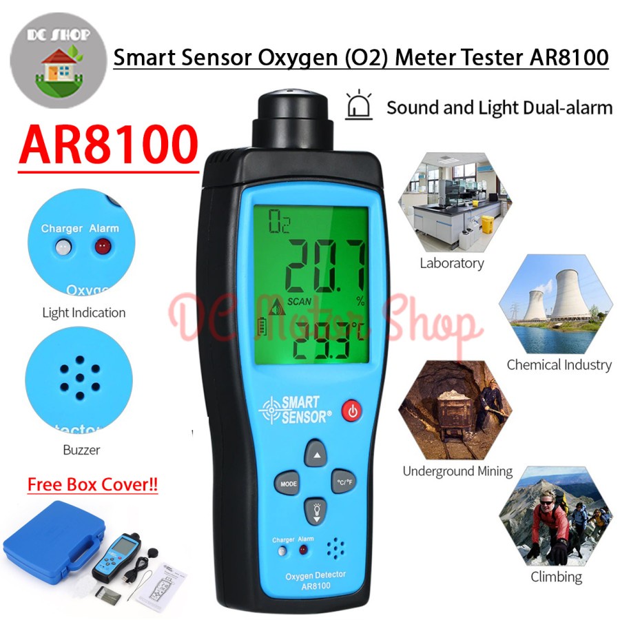 Jual Oxygen Detector Smart Sensor AR8100 Handheld O2 Oksigen Meter ...
