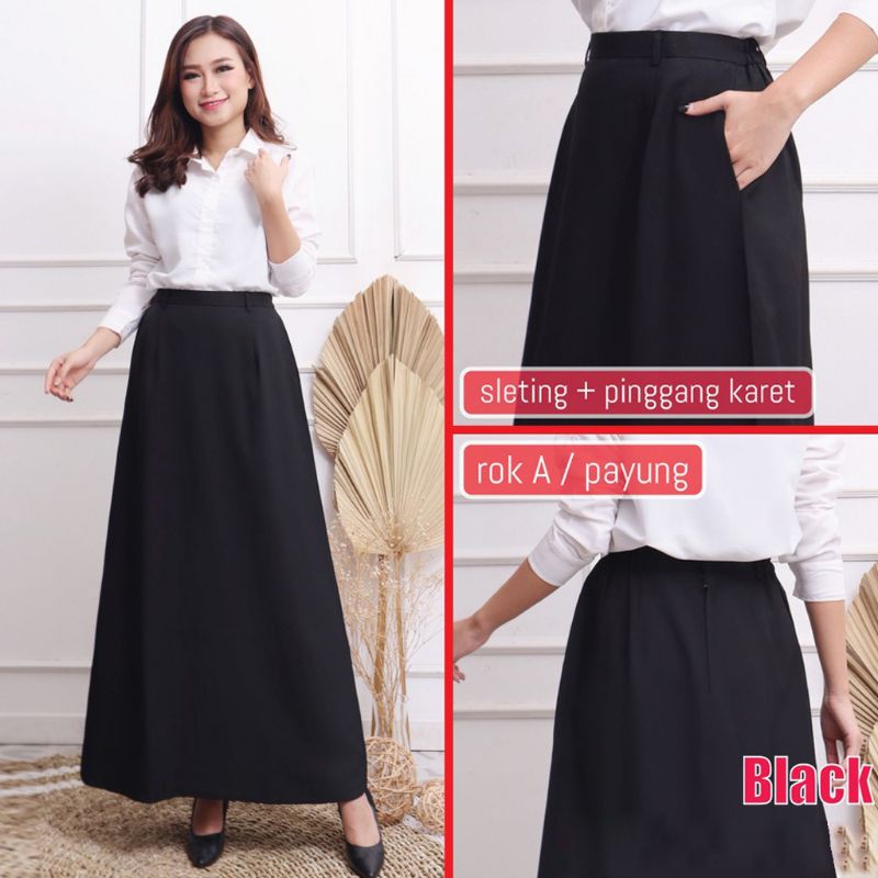 Jual ROK KLOK A FORMAL || ROK KERJA || ROK HITAM POLOS | Shopee Indonesia