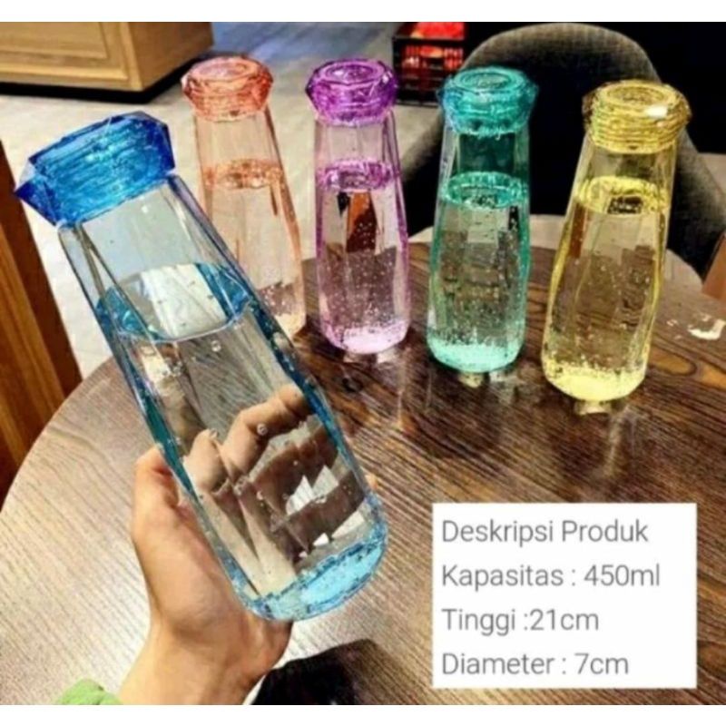Jual Botol Minum Kaca kristal 450ml || crystal glass bottle 450ml ...