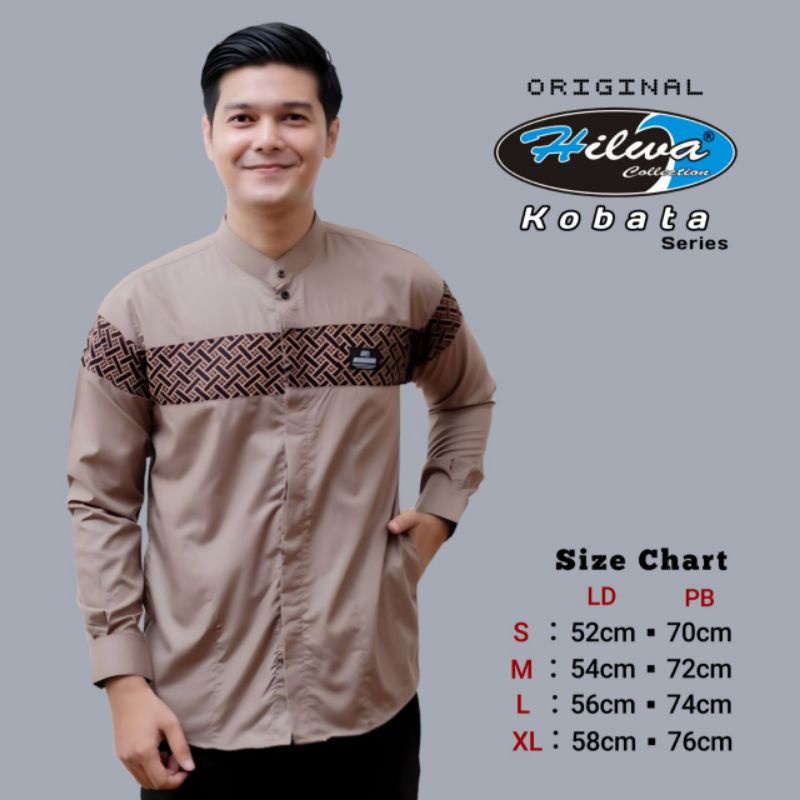 Jual Baju Koko Pria Lengan Panjang Seragam Hadroh Motif Kobata Kombinasi Batik Warna Coksu ...