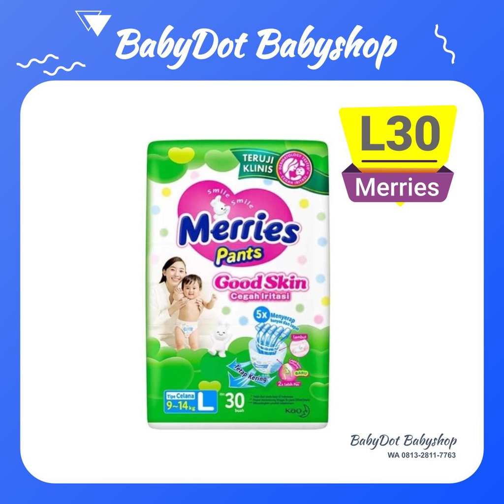 Jual Pampers Merries L30 Good Skin Popok Bayi Teruji Klinis Cegah ...