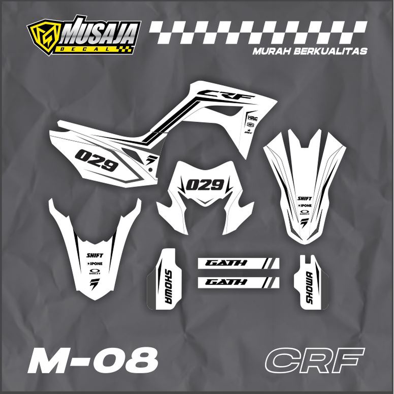 Jual Decal stiker CRF 150 L full body hitam putih simpel - decal stiker CRF custom hitam putih ...