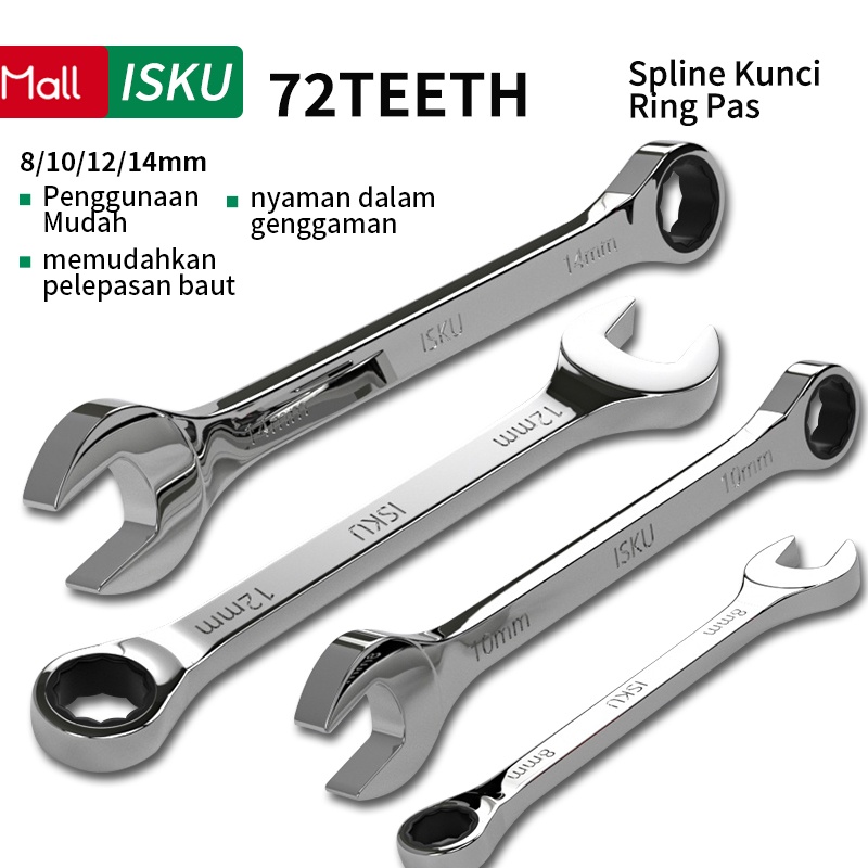 Jual Isku Kunci Rachet 72gigi 8-19mm Kunci Ring Pas Bolak Balik Kunci Flexible Kombinasi Ratchet ...