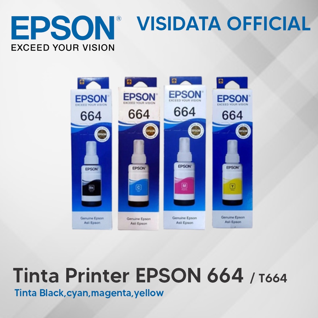 Jual Tinta Original Epson 664 B C M Y untuk Printer Epson L100 L120 L1455 | Shopee Indonesia