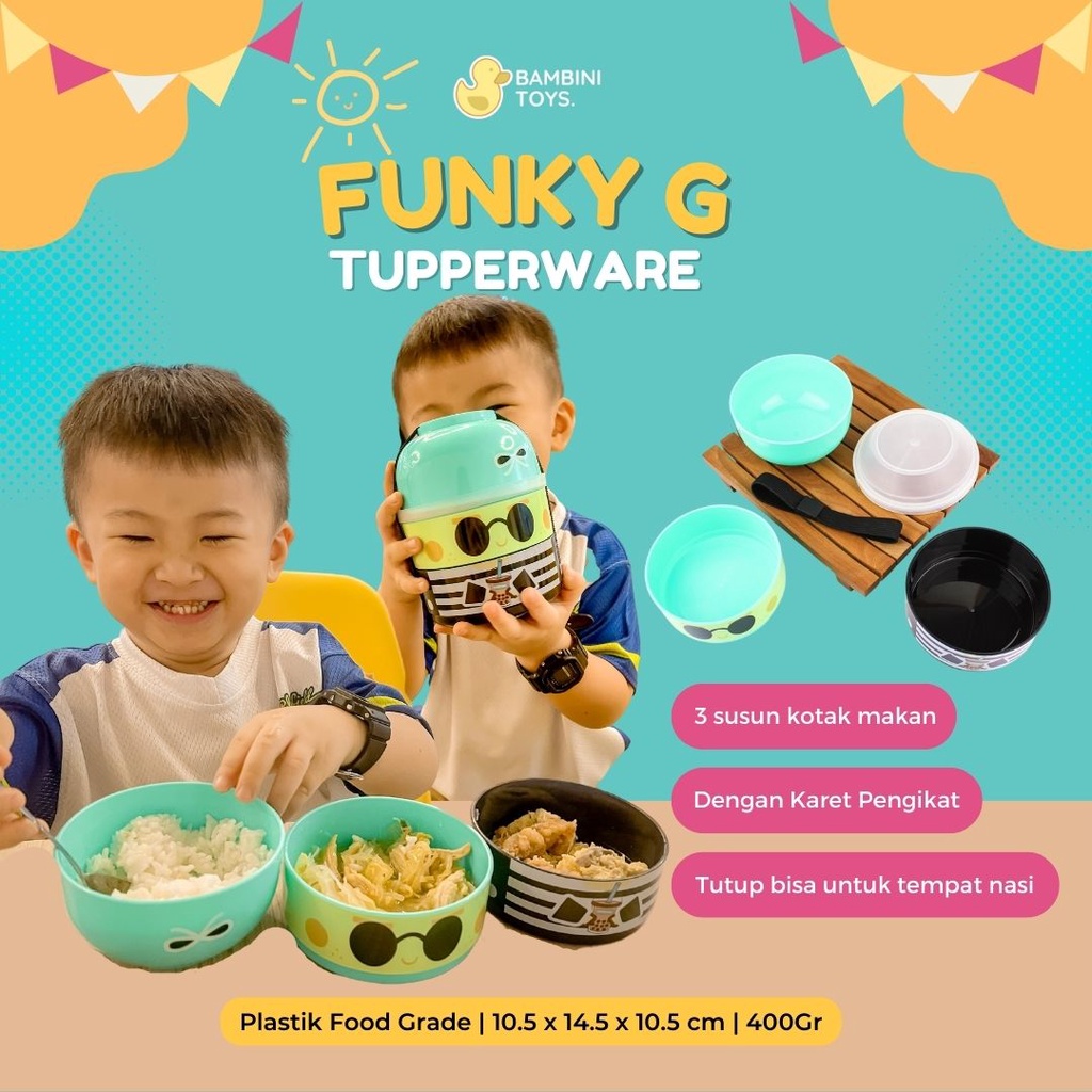 Jual FUNKY G TUPPERWARE Tempat Makan Kotak Bekal Lunch Box Anak Bento ...