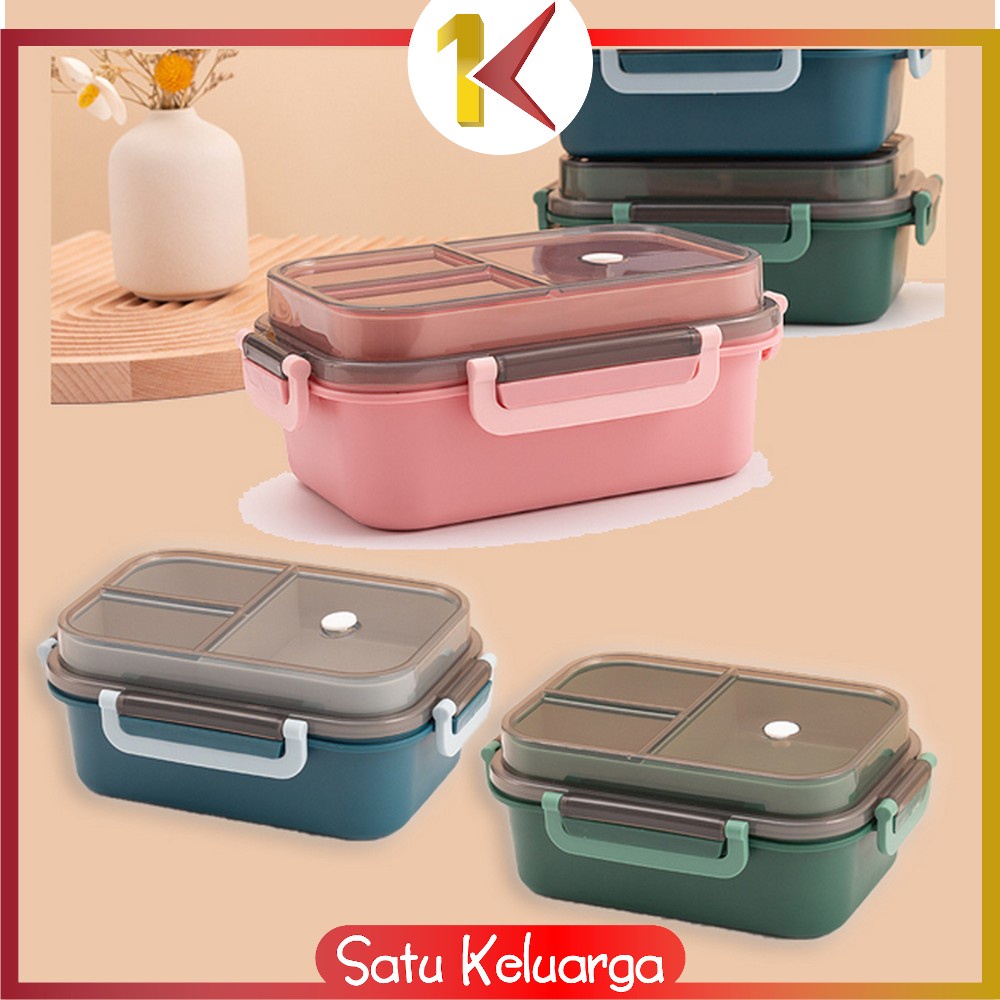 Jual SK-C697 Tempat Makan Set 2 Tingkat 3 Sekat Anti Tumpah / Lunch Box Susun Free Sendok Garpu ...