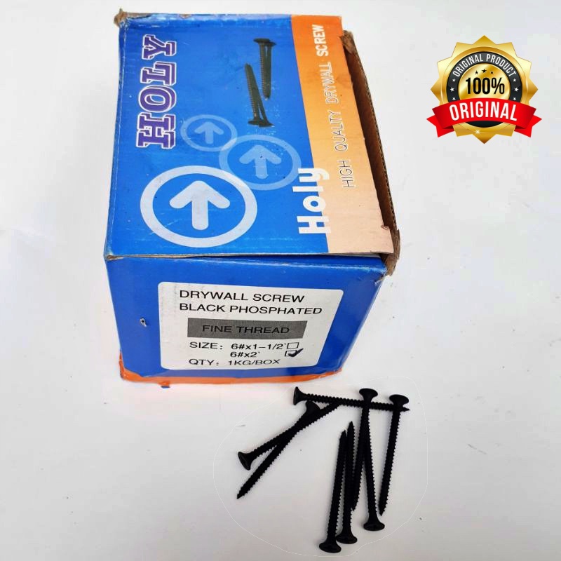 Jual Sekrup - Skrup Gypsum Merk Holy ukuran 6x1 Hitam / Drywall Screw ...