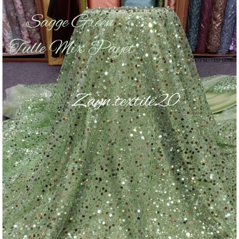 Jual Kain Tille Tulle Payet Sequin / Payet Sequin Mix Mutiara / Harga ...
