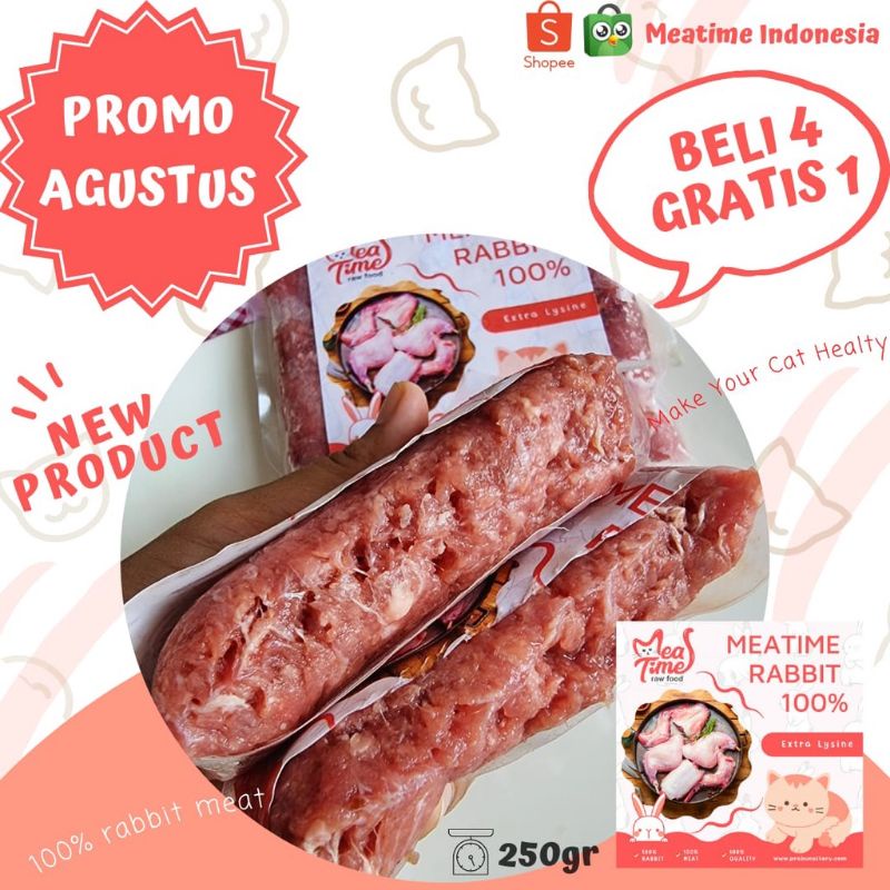 Jual MEATIME RABBIT 100%, RAW FOOD DAGING KELINCI MURNI, MAKANAN KUCING ...