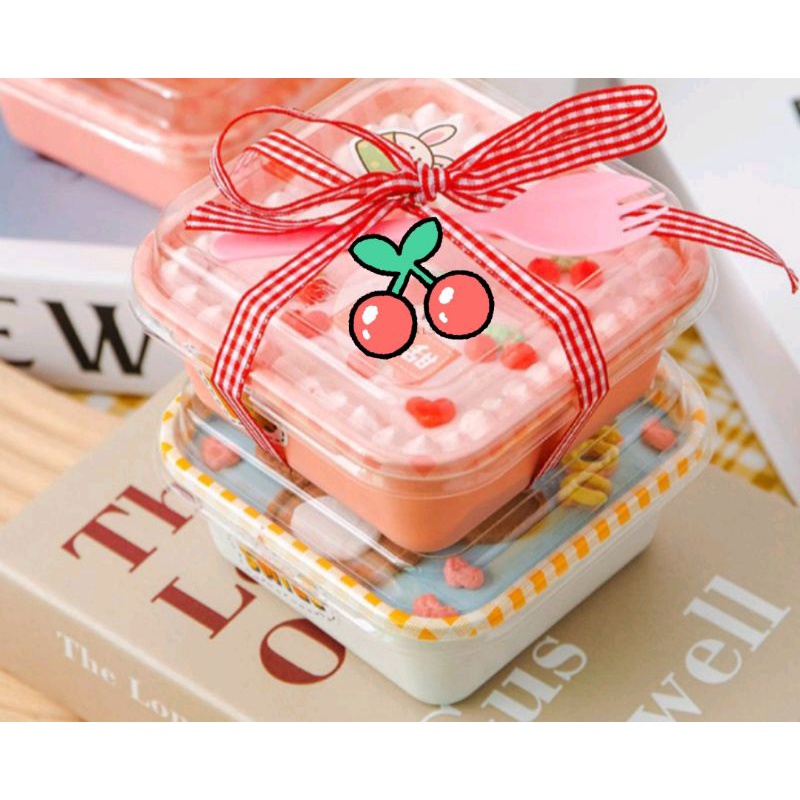 Jual Bento Box Plastik Bento Cake Box plastik+Tutup Mika bening 4pcs ...