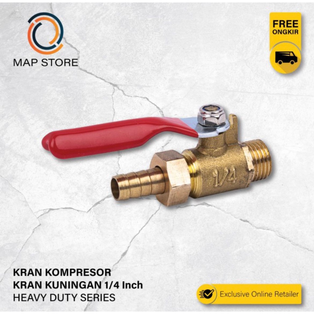Jual Kran Angin Kompresor / Stop Kran Hato 1/4" / Hato kuningan 1/4 ...
