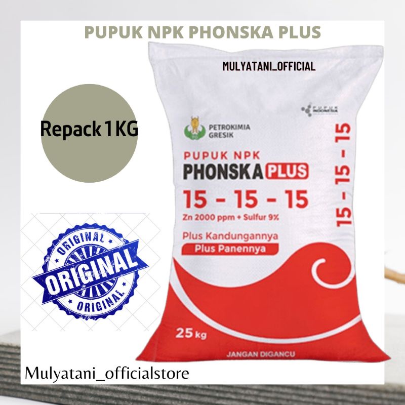 Jual Pupuk Majemuk NPK Phonska Plus 15-15-15 Repack 1 KG Original ...