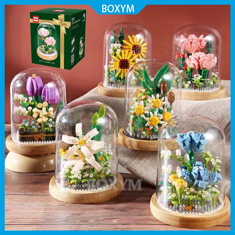 Jual Bunga Blok Mainan Balok DIY Bangunan Buket Bunga Immortal Kotak ...