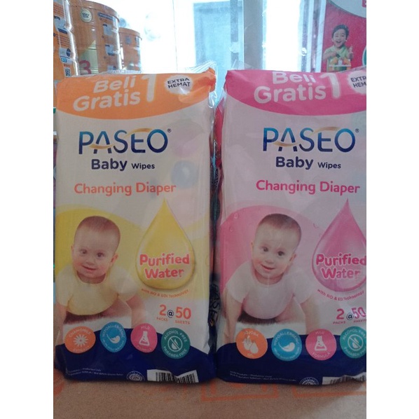Jual PASEO Baby Wipes 2 x 50 SHEETS | Shopee Indonesia