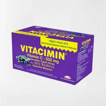 Jual Vitacimin Juicy Blueberry Vitamin C 500mg Tablet Hisap | Family ...