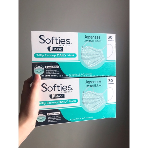 Jual SOFTIES DAILY/SURGICAL MASK isi 30s - MASKER SOFTIES MEDIS 3PLY ...