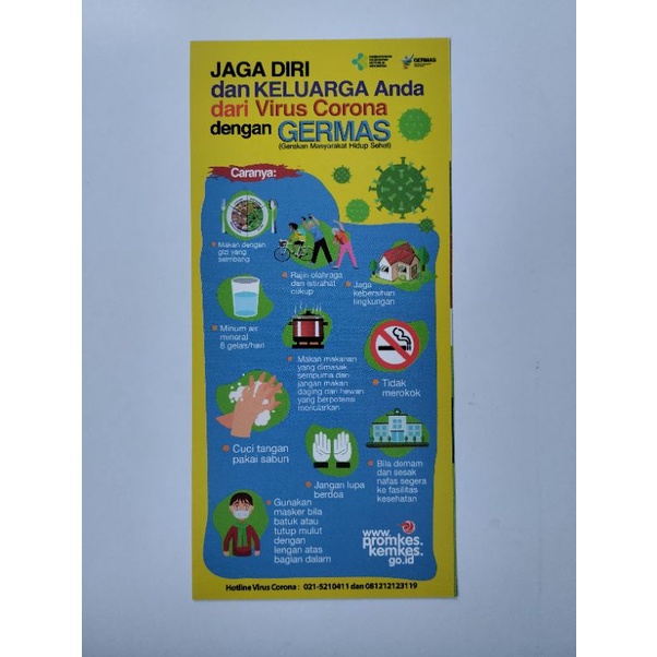Jual Flayer Jaga Diri dan Keluarga Anda dari Virus Corona dengan GERMAS ...