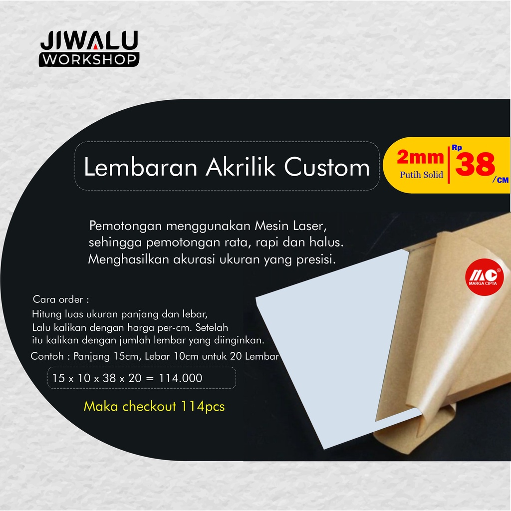 Jual Akrilik Lembaran Putih Solid 2mm Custom - Acrylic Sheet White 2mm Custom - Akrilik Potong ...