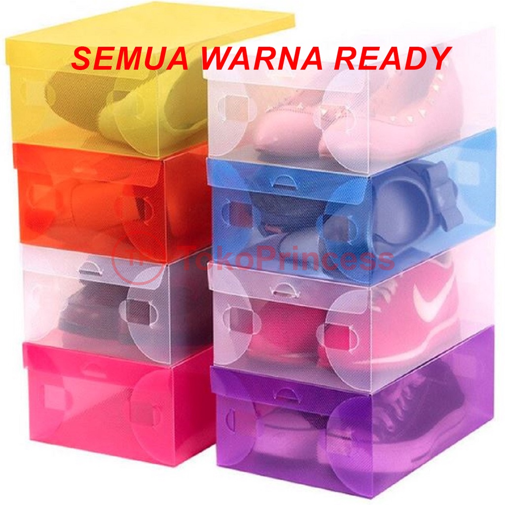 Jual TEMPAT SIMPAN KOTAK SEPATU SENDAL TRANSPARAN WARNA WARNI BOX TEBAL ...