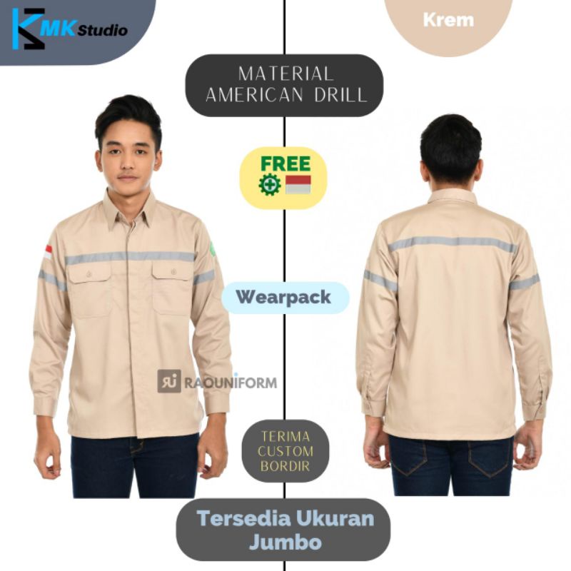 Jual seragam safety tangan panjang murah/atasan wearpack tambah bordir ...