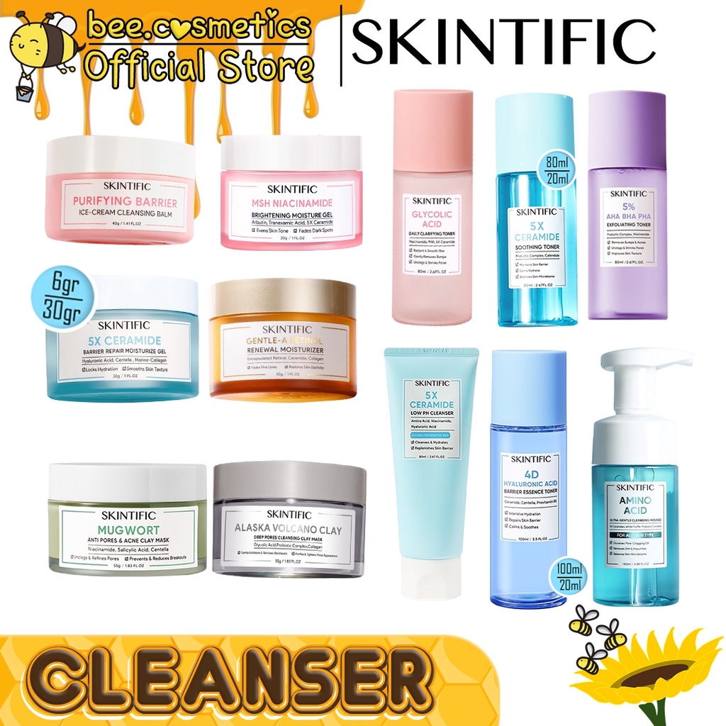 Jual SKINTIFIC FACE CARE SERIES ( MOISTURING GEL / CLAY MASK / TONER ...