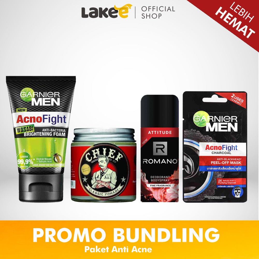 Jual Paket Anti Acne (Chief Pomade Oil Based Glass Jar Garnier Acno ...