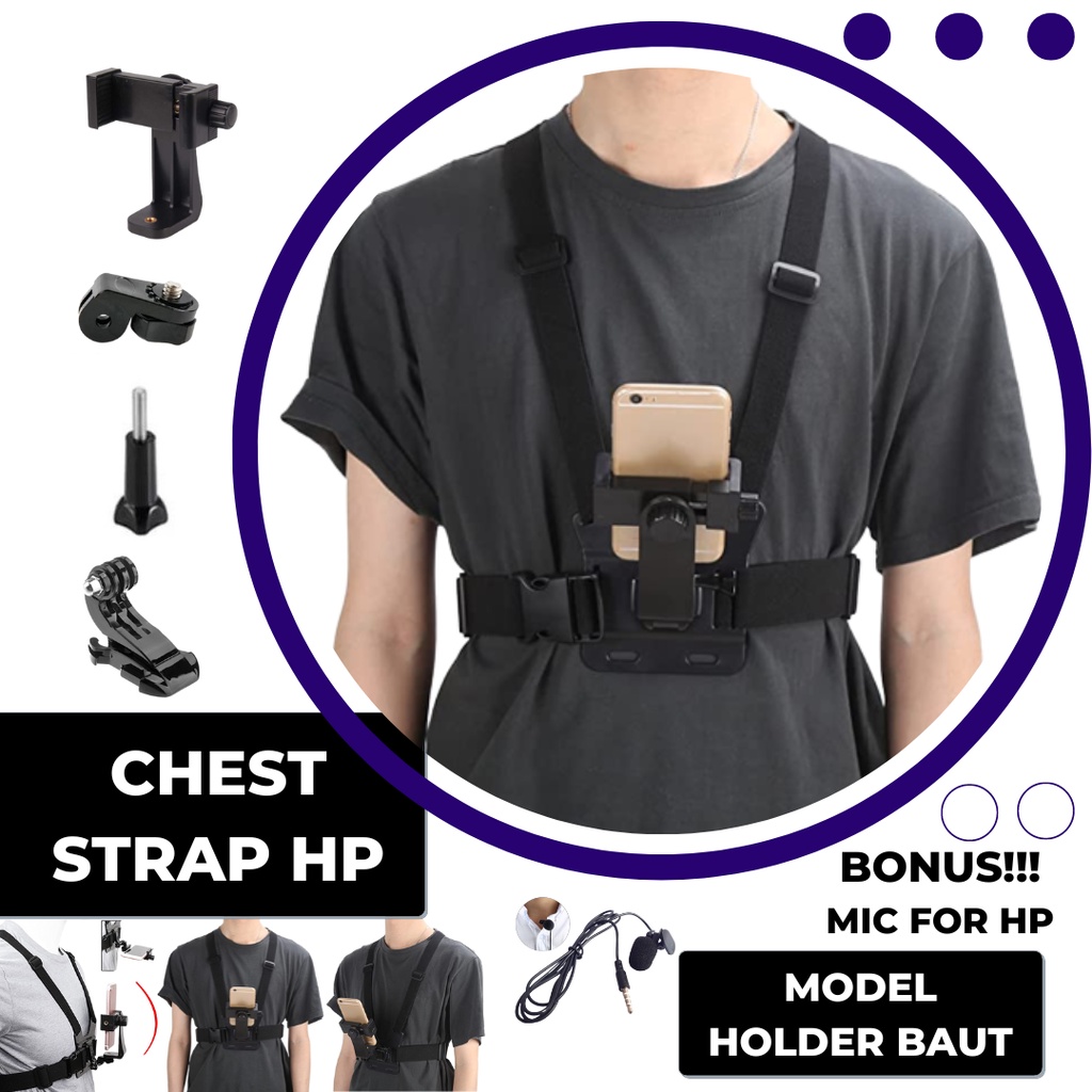 Jual Chest Strap HP Vlog Smartphone Handphone Body Clamp Motovlog di ...
