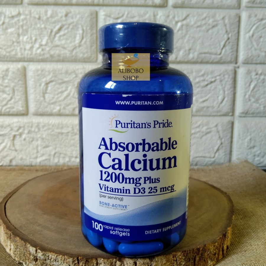 Jual PURITANS PRIDE ABSORBABLE CALCIUM 1200MG VITAMIN D3 25 MCG 100 ...