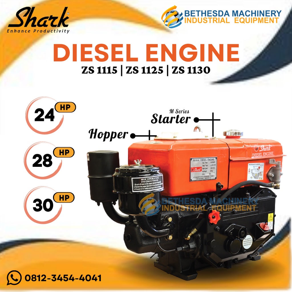Jual mesin diesel 24 Hp SHARK 28PK ZS 1125 engine penggerak 30 Hp | Shopee Indonesia