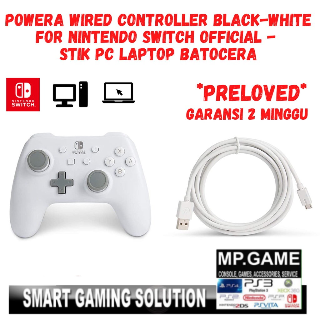 Jual PowerA Wired Stik Controller White PUTIH for Nintendo Switch PC ...
