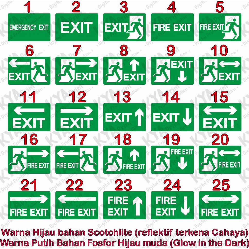 Jual Cutting Stiker Jalur EXIT SIGN (GLOW IN THE DARK) | Shopee Indonesia